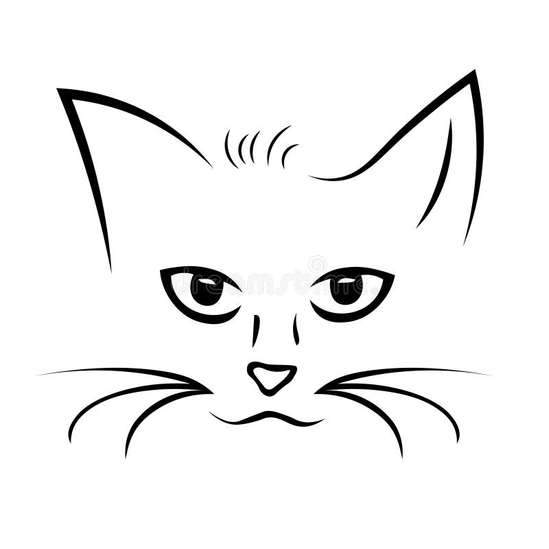 Vector Cat Face. Flat Cat Line Illustration. Black Cat Face Icon ...