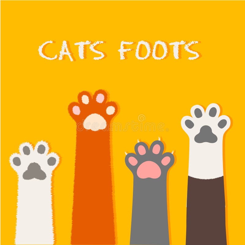 Vector Cat Flat Design, Prints, Cartoon, Cute Cat Foot Wallpaper Vector ...