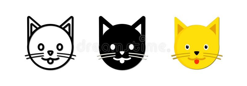 Vector Cat Icon with 3 Kinds of Design, Outline, Black and Colored ...