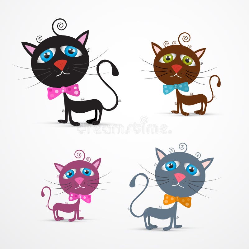 Vector Cat Illustration Set Stock Vector - Illustration of design ...