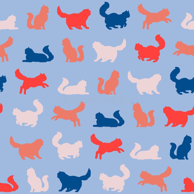 Vector Cat Seamless Pattern. Stock Vector - Illustration of leaping ...