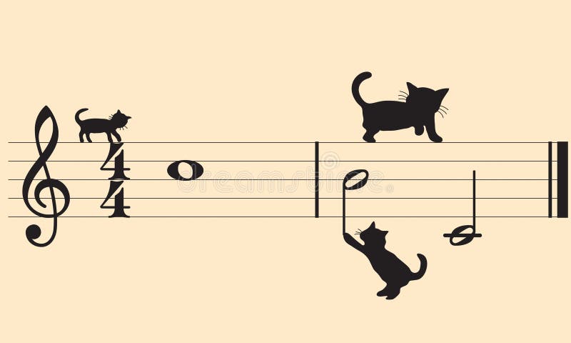 Vector cats and music stock illustration. Illustration of harmonious ...