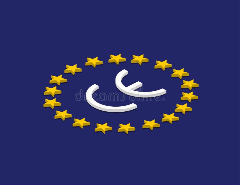 Vector CE Mark, Vector CE Symbol on Flag Europe. Isometric Design Stock ...