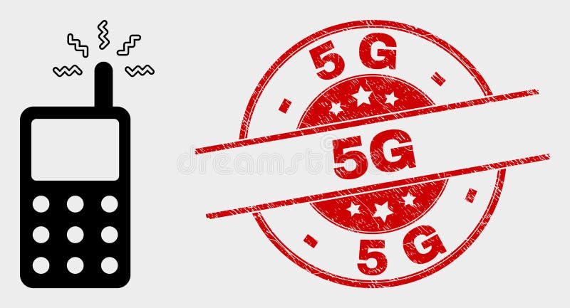 Vector Cell Phone Icon and Grunge 5G Stamp Stock Vector - Illustration ...