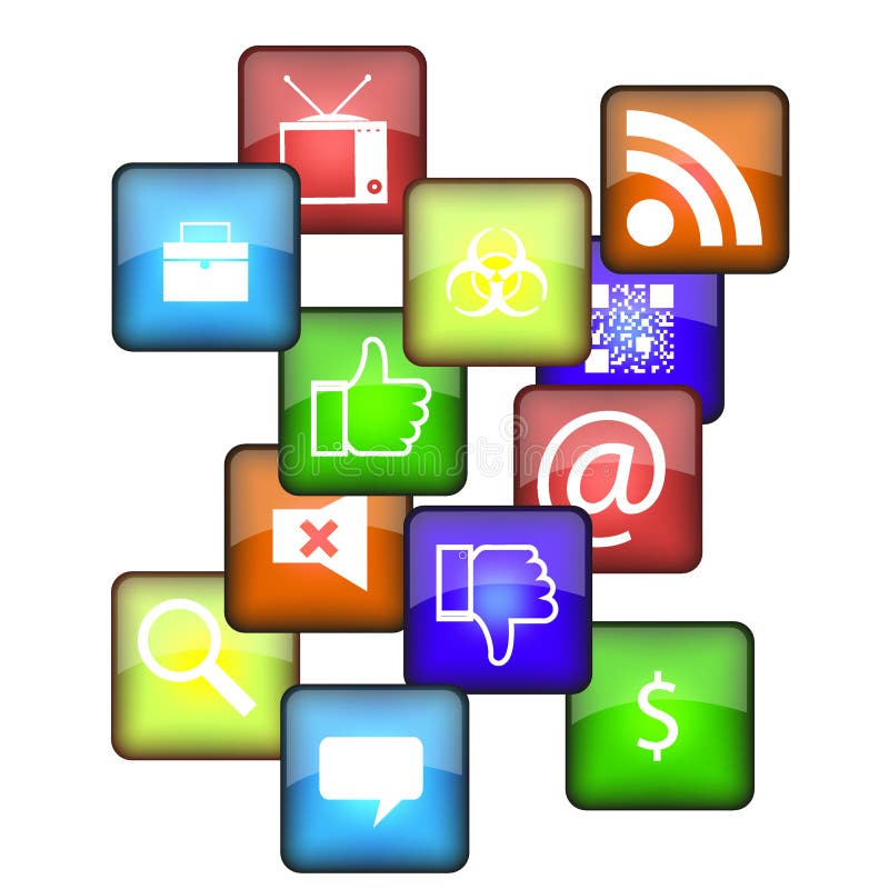 Mobile App Button Icon Set stock vector. Illustration of dialog - 28020024