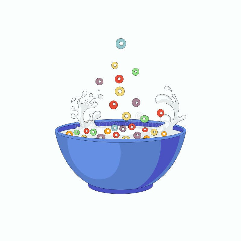 Vector Cereal Bowl, Colorful Rings, Breakfast Illustration, Bowl ...