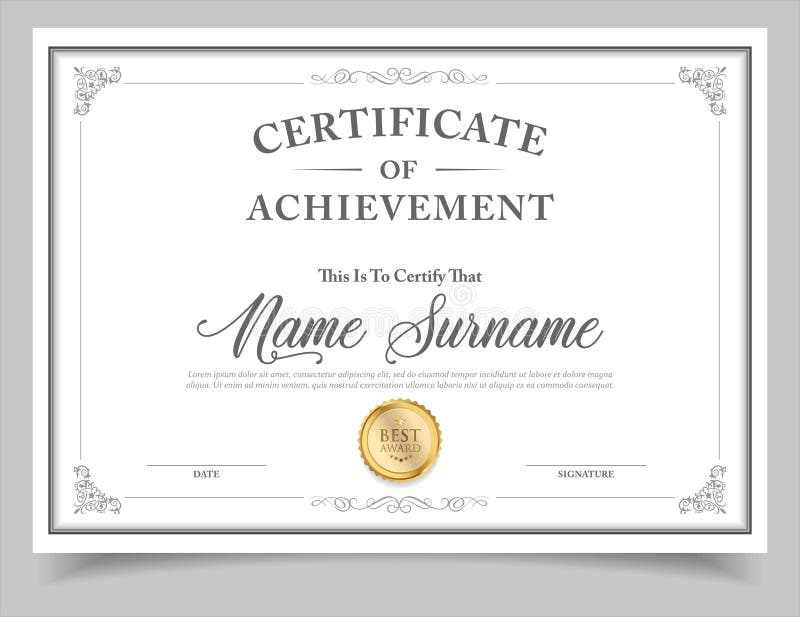 Vector Certificate of Achievement, Appreciation Template Simple Stylish ...