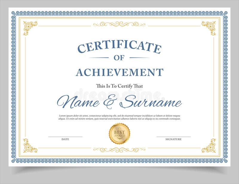 Vector Certificate of Achievement, Appreciation Template Simple Stylish ...