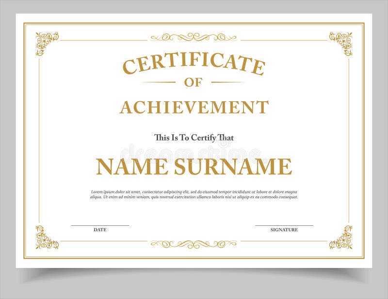 Vector Certificate of Achievement, Appreciation Template Simple Stylish ...