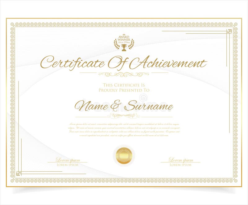 Vector Certificate of Achievement, Appreciation Template Simple Stylish Diploma Design Template ...