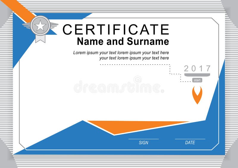 Vector Certificate Template. Horizontal Blank Stock Illustration ...