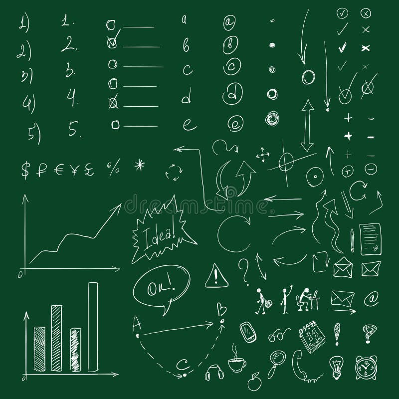 Vector Chalk Business and Office Doodle Stock Vector - Illustration of ...