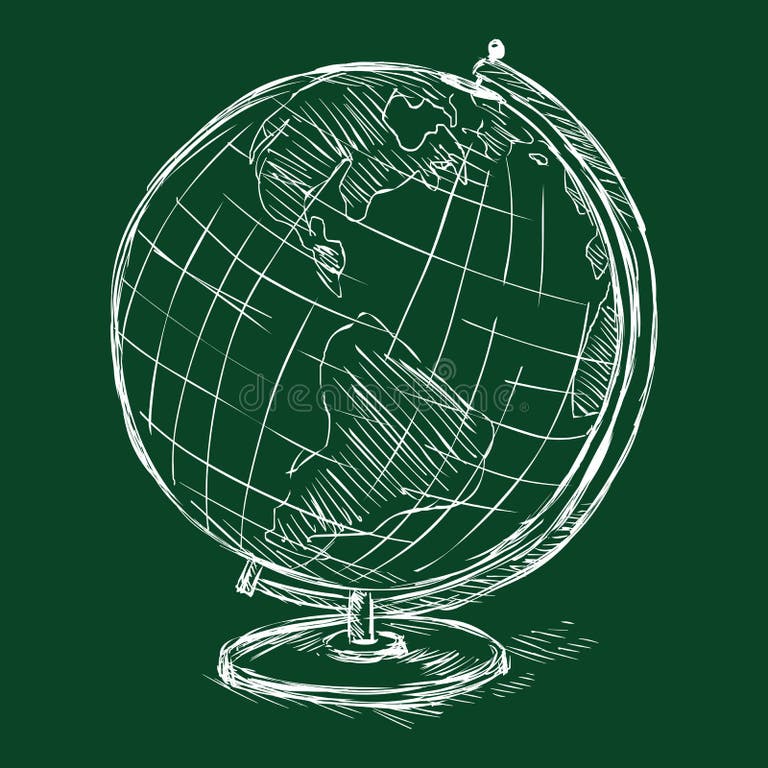 Vector Chalk School Geographical Globe Stock Vector - Illustration of ...
