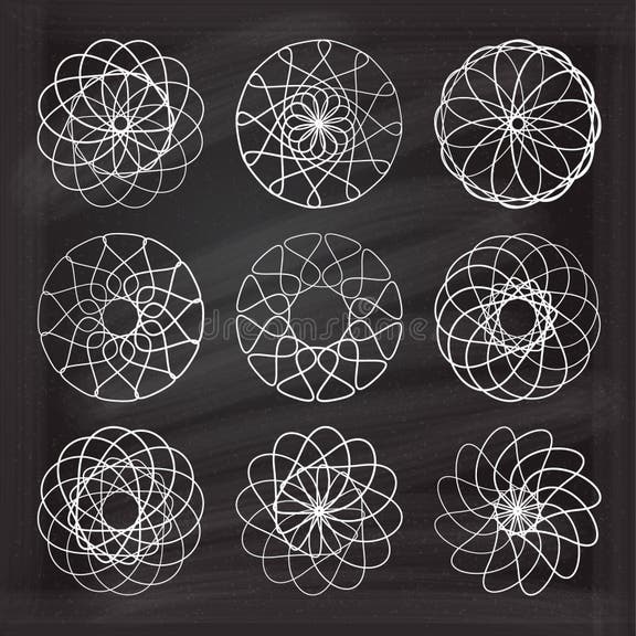 Vector Chalk Spirograph Elements Set. Stock Vector - Illustration of ...