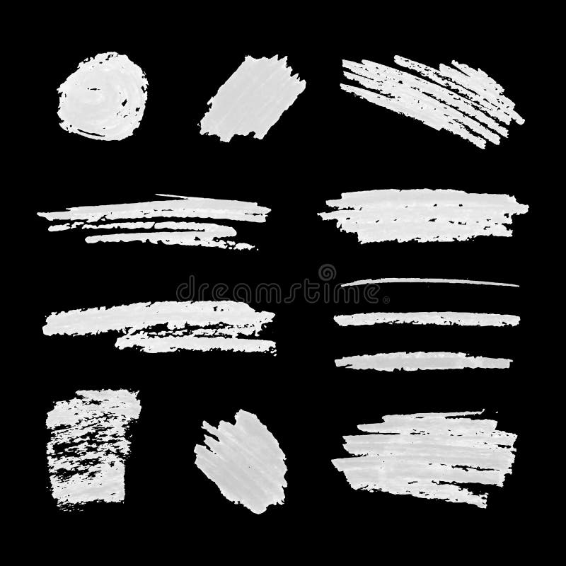 Vector Chalk Texture Brush Set, Chalk on Blackboard. Stock Illustration ...