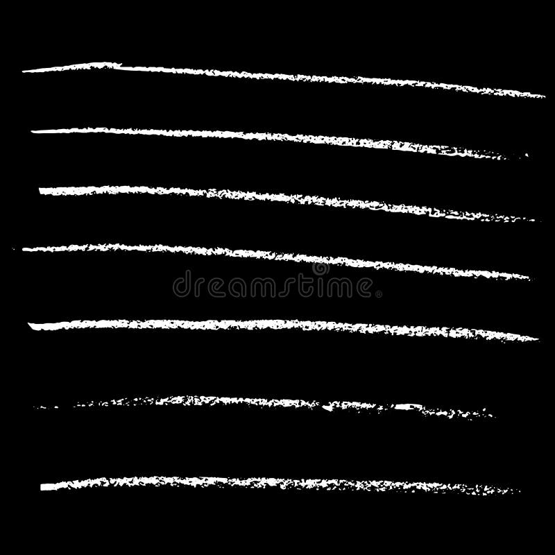 Vector Chalked Handmade Lines. Chalk Hand Drawn Strokes. Vector ...