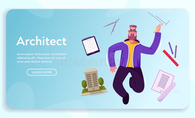 Vector Character Architect Engineer with Tools Stock Vector ...