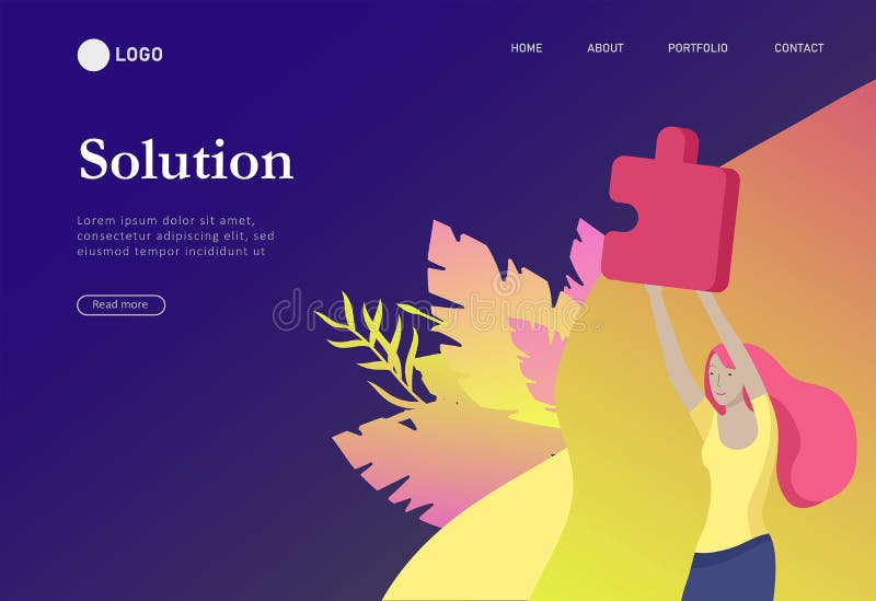 Vector Character Business People with Infographic of Puzzle Have ...