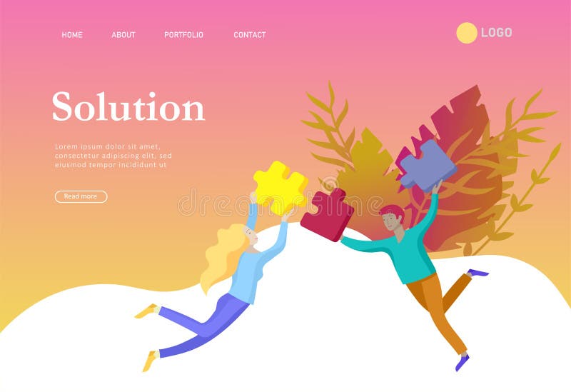 Vector Character Business People with Infographic of Puzzle Have ...