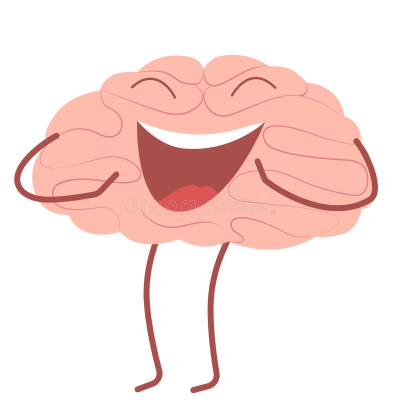 Vector Character in Flat Style. Cheerful Brain. Stock Vector ...