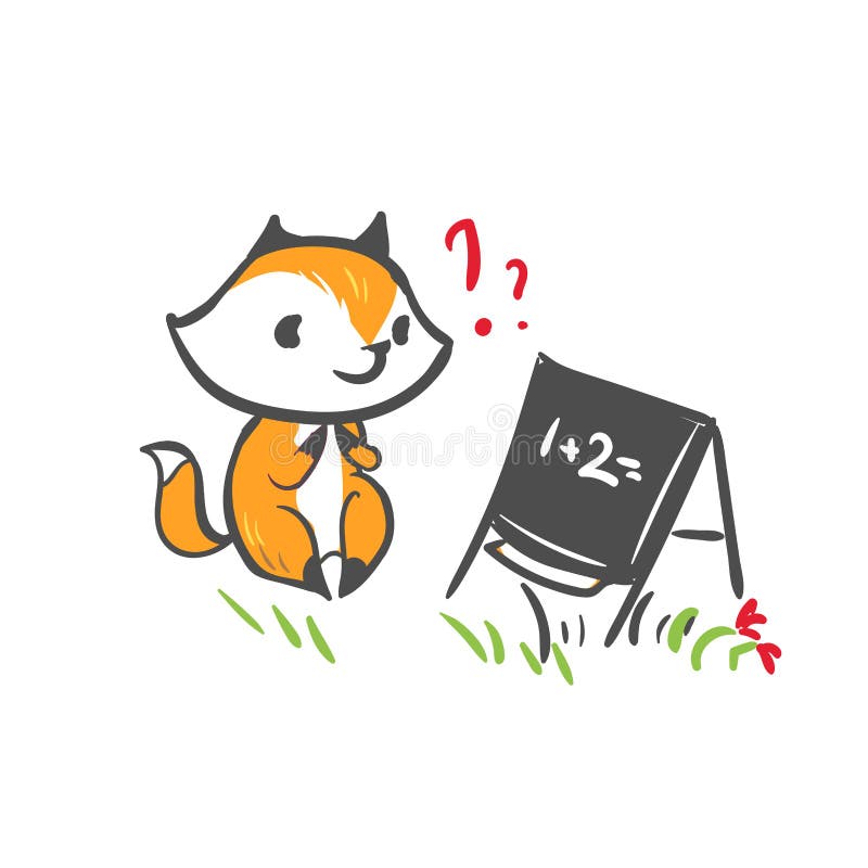 Vector Character Fox Baby Question Task School Stock Illustration ...
