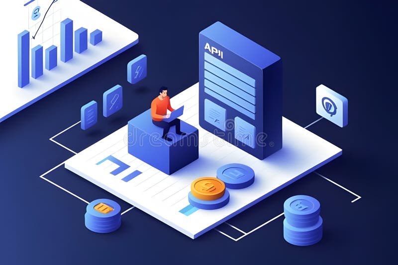 Finance and Banking Api Concept Illustration 3D Stock Illustration - Illustration of ...