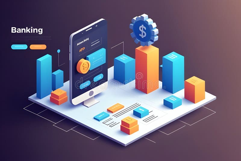 Finance Banking Api Concept 3D Vector Illustration Stock Illustration - Illustration of online ...