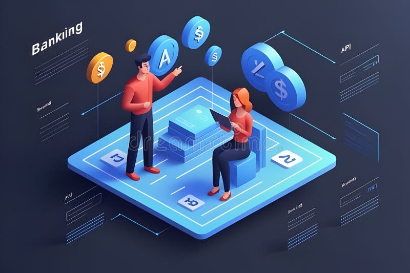 Finance Banking Api Concept 3D Vector Illustration Stock Illustration - Illustration of ...