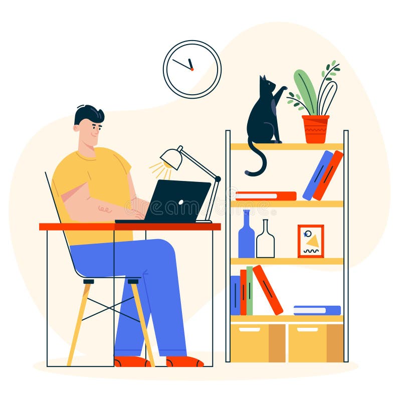 Vector Character Illustration of Work at Home Stock Vector ...
