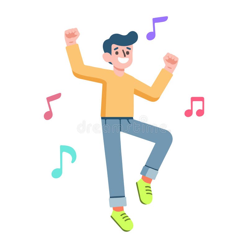 Vector Character of a Man Dancing and Singing Flat Style 2 Stock Vector ...