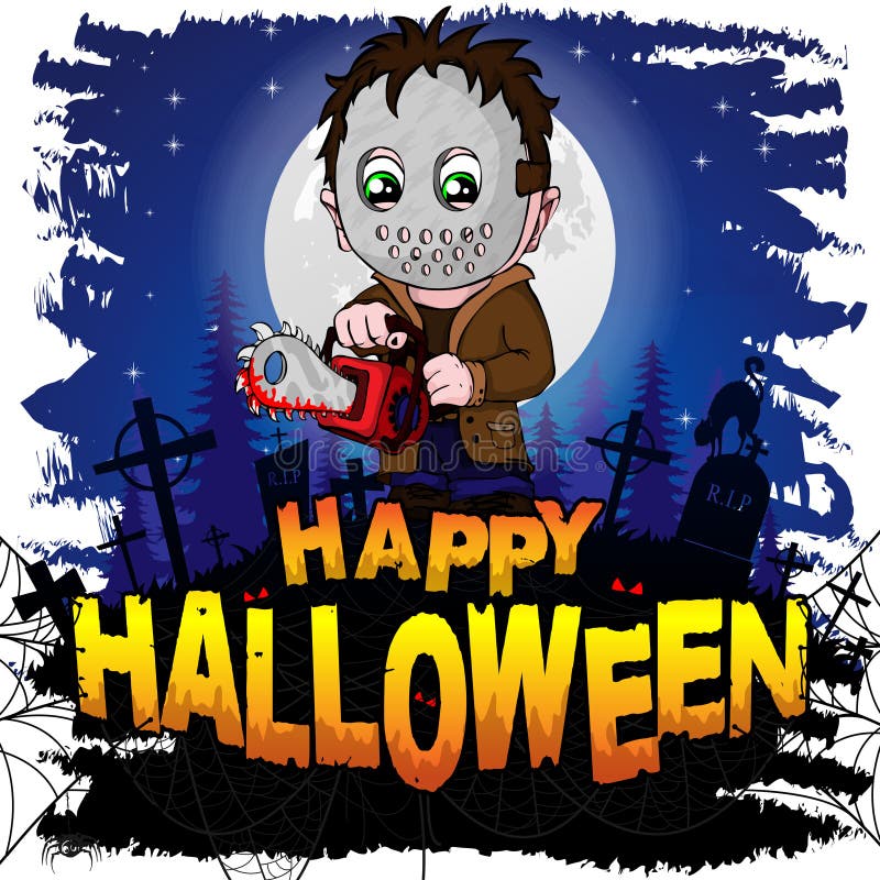 Vector Character Serial Killer with Mask and Saw. Stock Vector ...