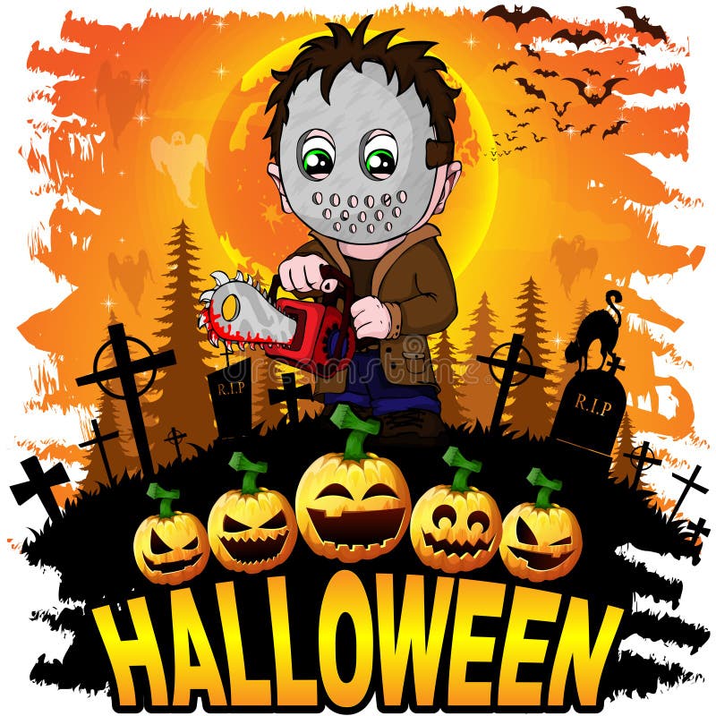 Vector Character Serial Killer with Mask and Saw Stock Vector ...