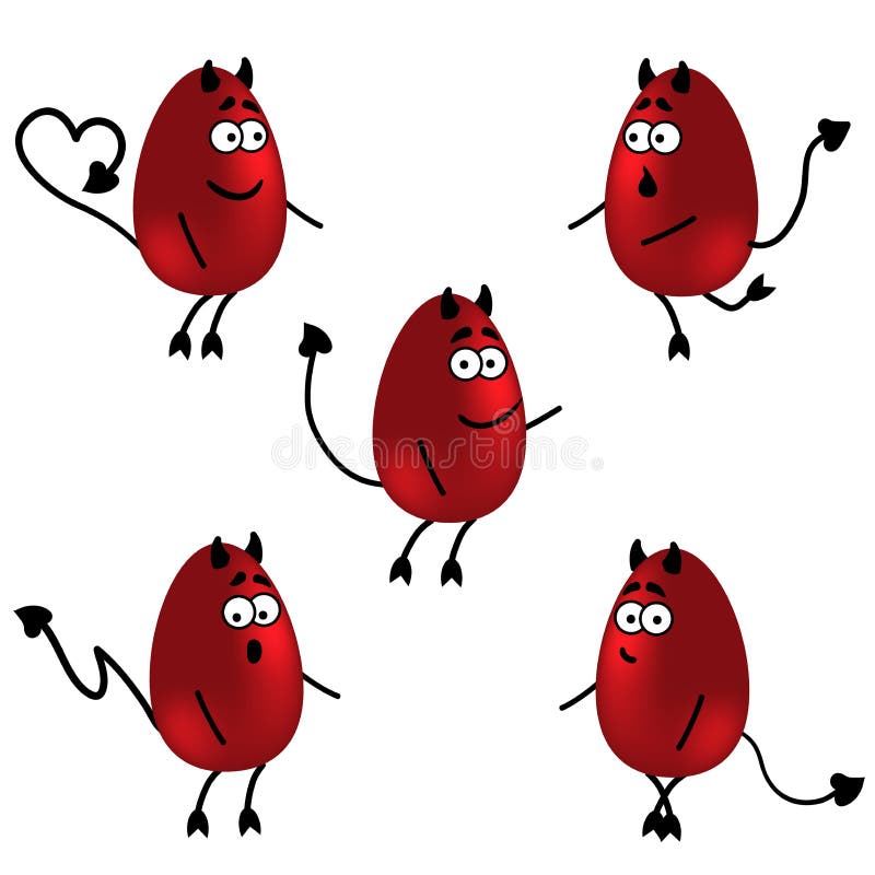 Devil Set of Poses. Satan Set of Movements Stock Vector - Illustration ...