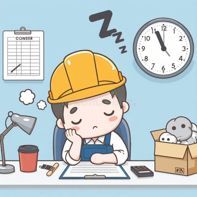 Vector Character of a Worker Who Overslept Stock Illustration ...