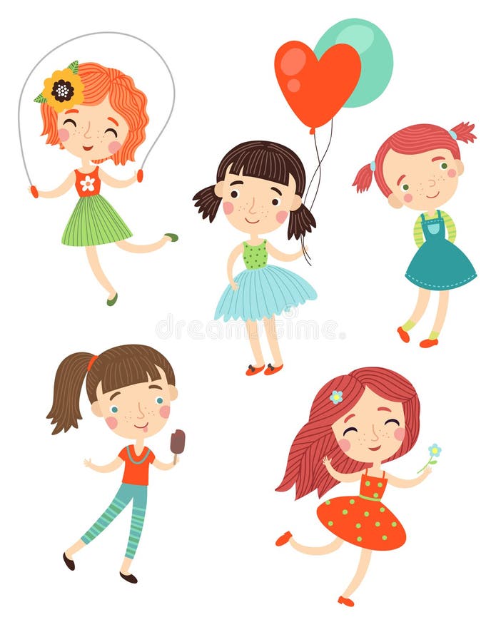 Girls vector set stock vector. Illustration of group - 69563798