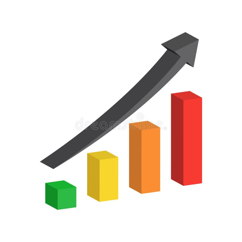 Vector Chart with Arrow Up. 3D Graph Stock Illustration - Illustration ...