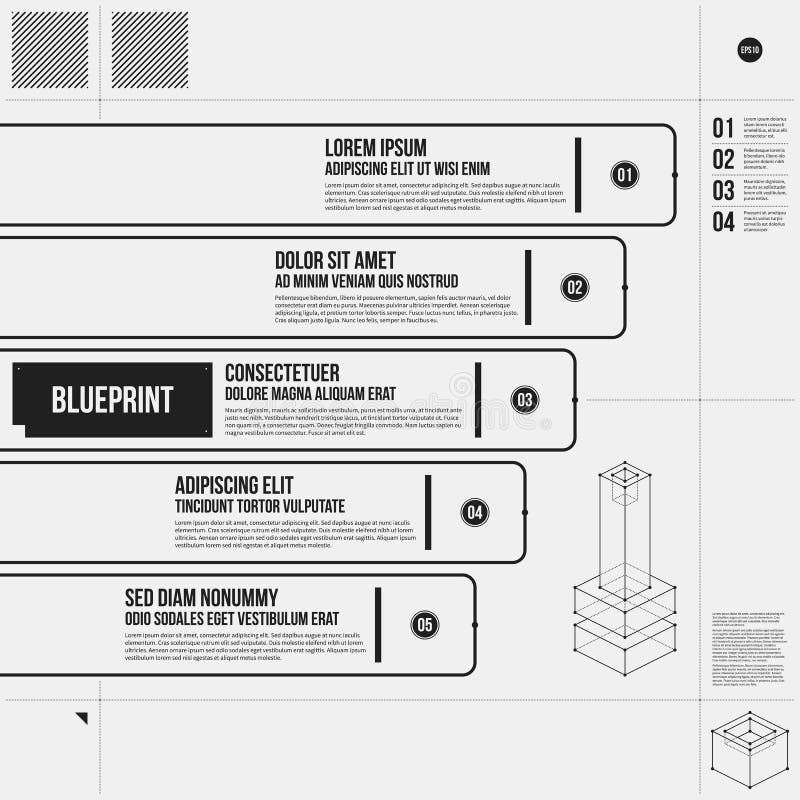 Vector Chart Template with Five Stages in Draft Style Stock Vector ...