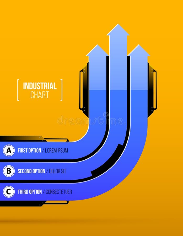 Vector Chart Template with Three Round Arrows in Hi-tech Industrial ...