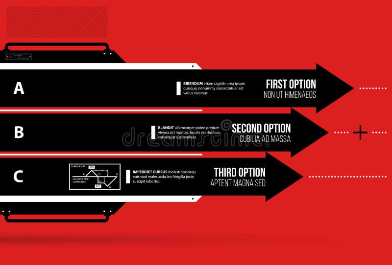 Vector Chart. Three Horizontal Arrows with Options in Black and Red ...