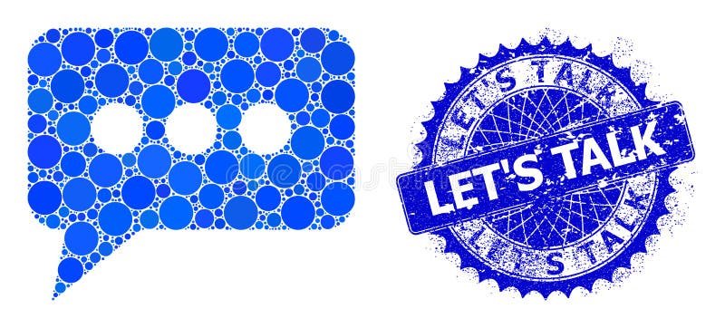 Vector Chat Message Collage of Dots with Rubber Let S Talk Stamp Seal ...