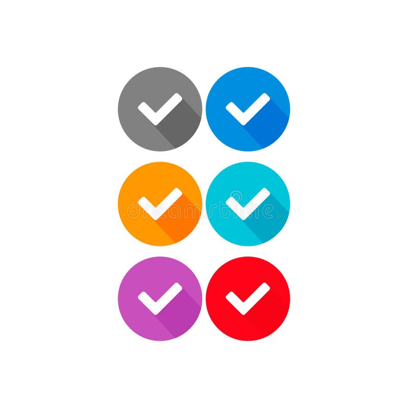 Vector Check Checkmark Flat Icon Round Simple Stock Photo ...