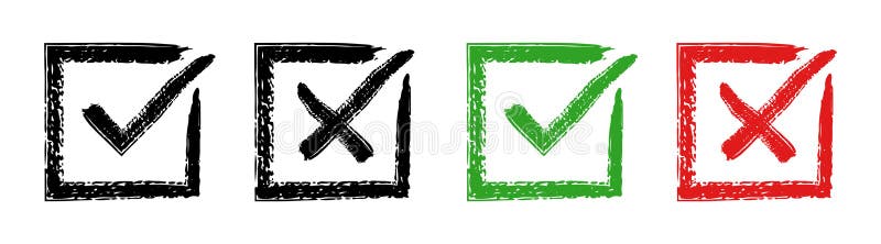 Vector Check and Cross Mark with Grunge Style Stock Vector ...