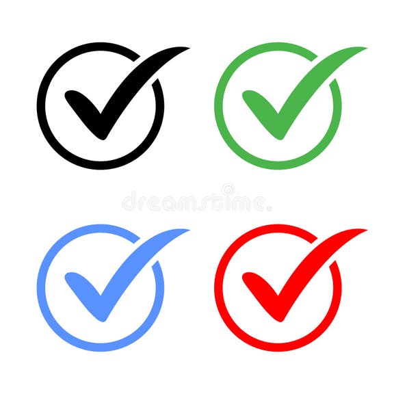 Vector Check Mark in Circle Icon Set Stock Vector - Illustration of ...