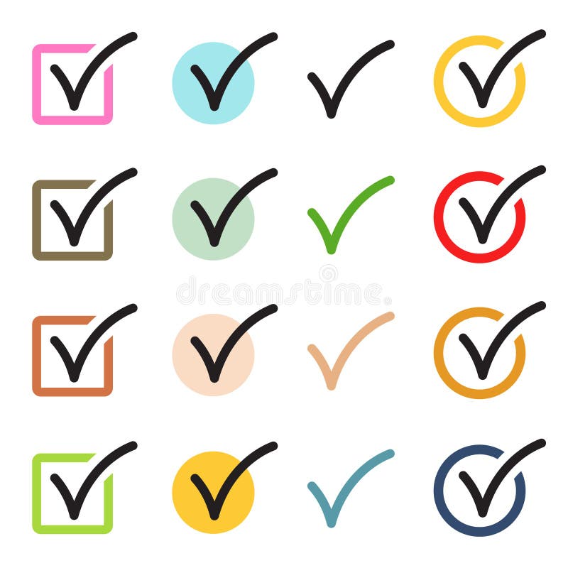 Vector Check Mark Icons Set Stock Vector - Illustration of sign ...