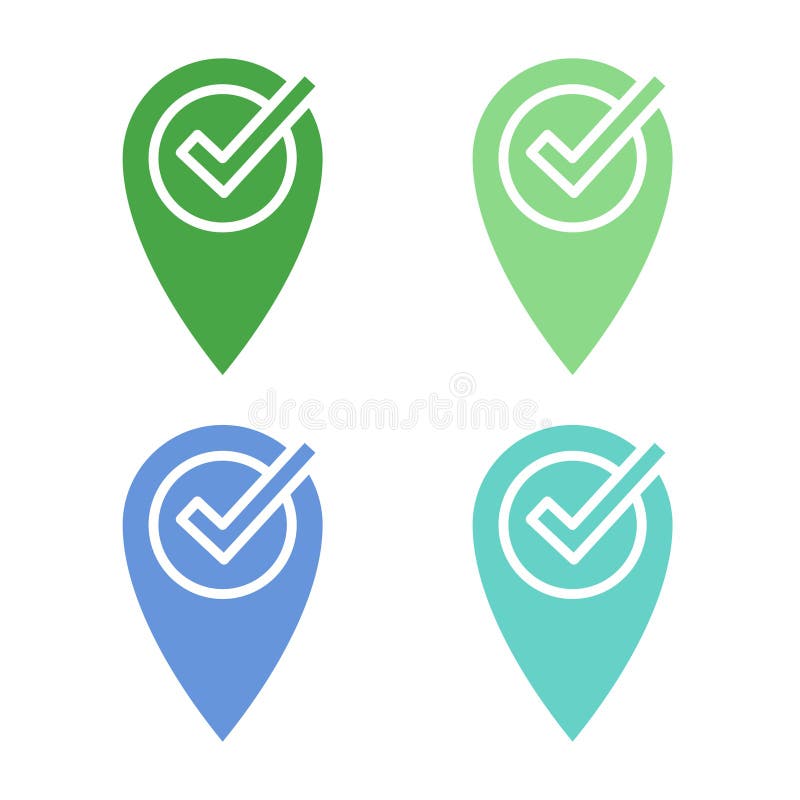 Vector Check Mark Location Pin Icon Set Stock Illustration ...
