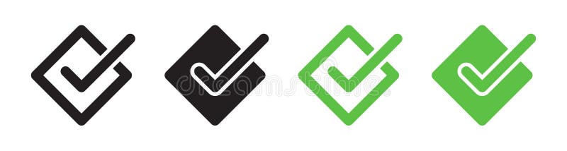 Vector Check Mark in Square Icon Set Stock Vector - Illustration of ...