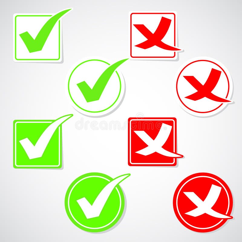 Checkmark and X stock vector. Illustration of mark, white - 6817068