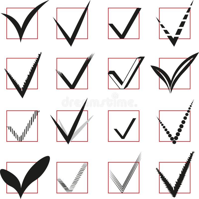 Vector Check-marks Full Set Stock Vector - Illustration of ballot ...