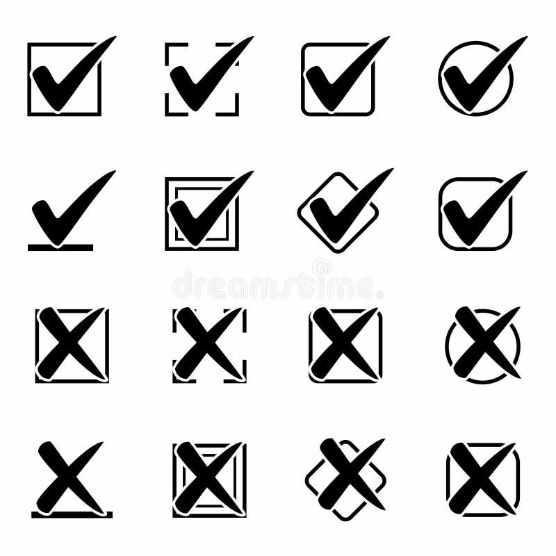 Hand-Draw Check Marks Icon Set.Vector Stock Vector - Illustration of ...