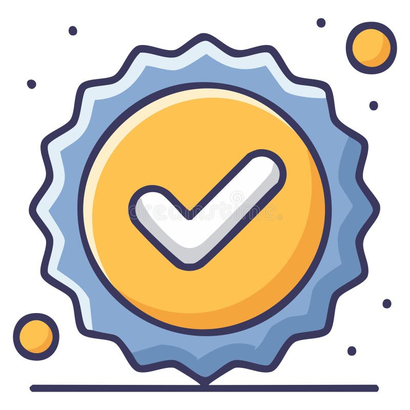 Vector Checkmark Approved Stamp Icon Button with a Certificate Style ...